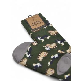 Bartleby Mens Funky Welly Socks Sheep and Sheepdog